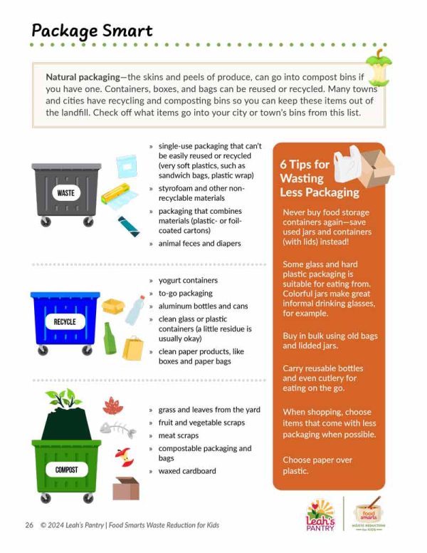 Food Smarts – Waste Reduction – Kids – Workbook, English – Leah's Pantry